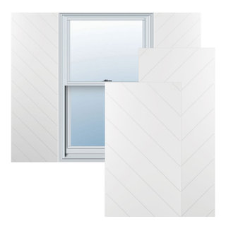 True Fit PVC Diagonal Slat Modern Style Fixed Mount Shutters, 12"W x 55 ...