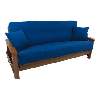 Twill Full Futon Cover With Throw Pillows, 3-Piece Set, Royal Blue ...