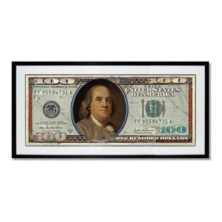One Hundred US Dollar Collage Art with Black Frame - Contemporary ...