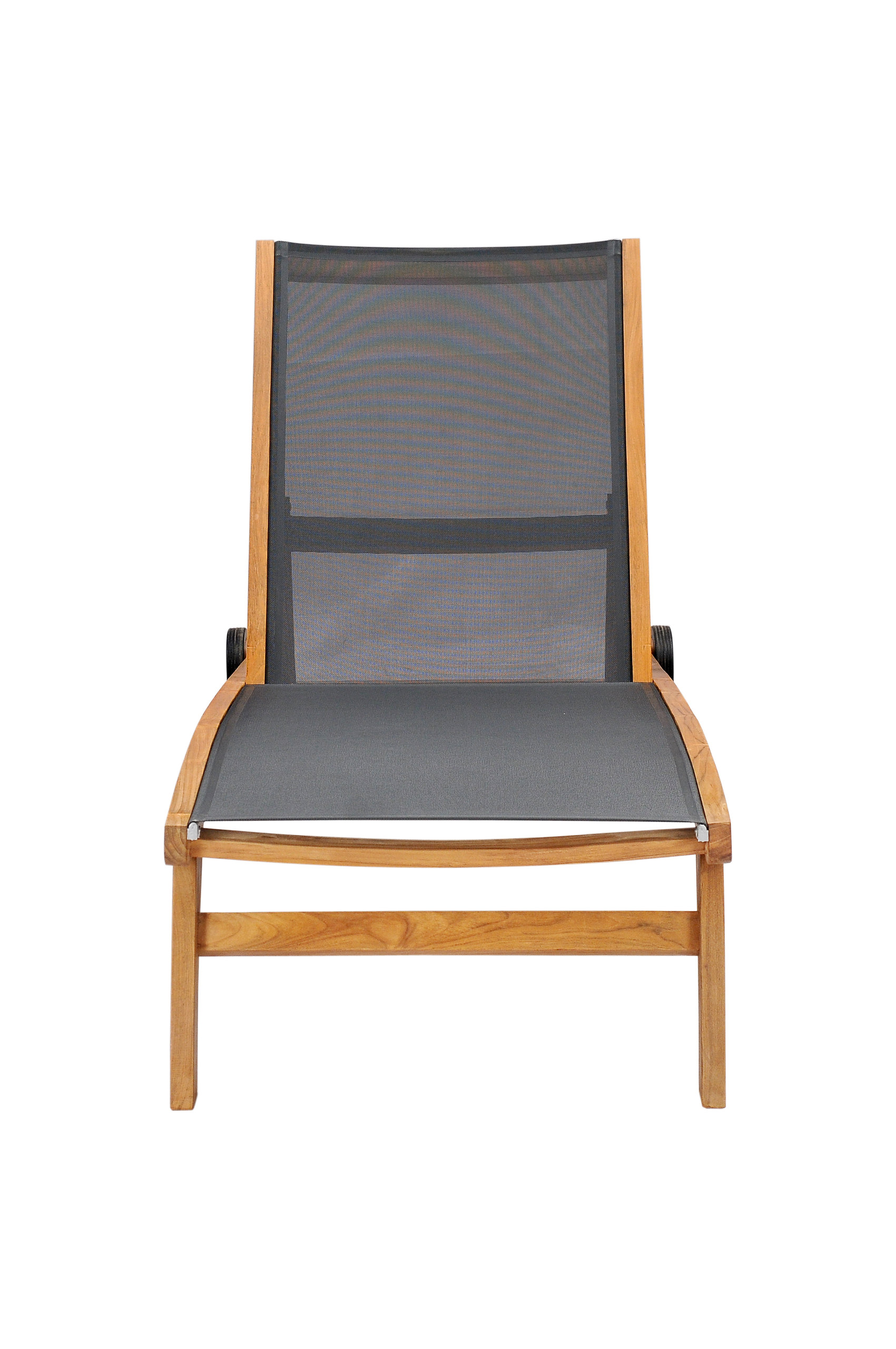Teak Wood Bahama Pool Lounger With Batyline Mesh, Black - Transitional ...