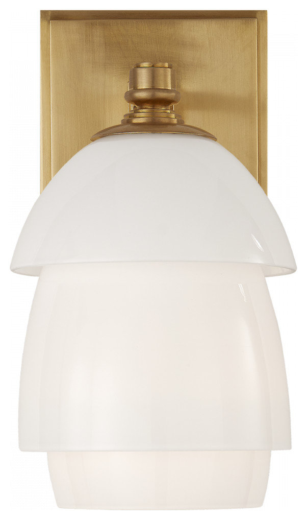 Whitman Small Wall Sconce, 1-Light, Hand-Rubbed Antique Brass, 8.5"H ...