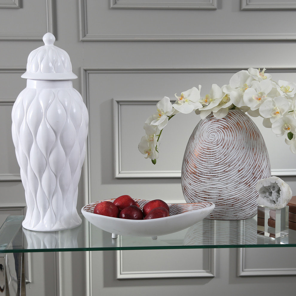 Sagebrook Home 11.5" Decorative Resin Swirl Pattern Vase, Brown, 14.5 ...