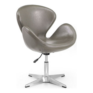 Raspberry Faux Leather Adjustable Swivel Chair, Pebble and Polished ...