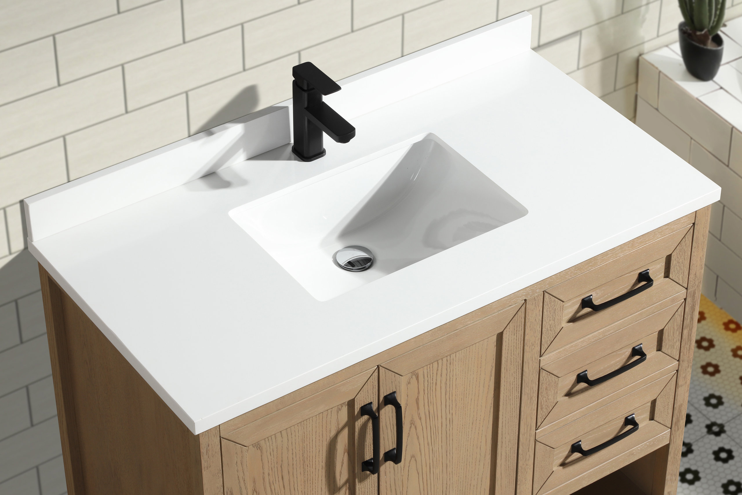 Venice 42" Bathroom Vanity Oak Gray Finish - Transitional - Bathroom ...