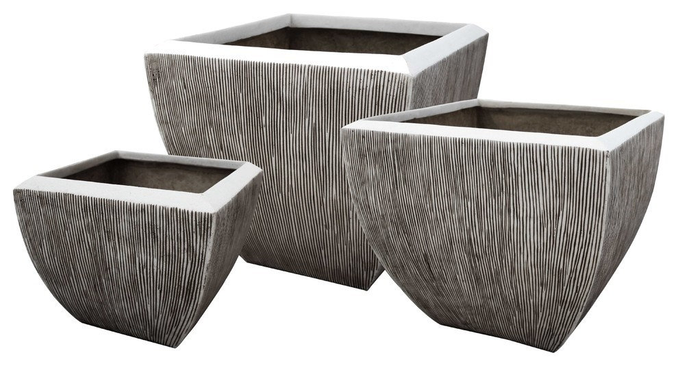 Large Distressed And Ribbed Flower Pot Planter - Farmhouse - Outdoor ...