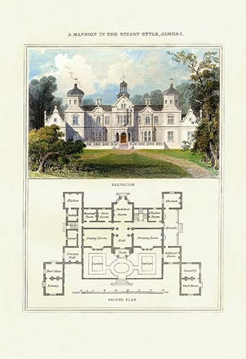 A Mansion in the Stuart Style, James I, 20" x 30" - Traditional ...