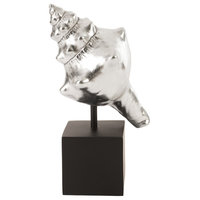 Conch Table Sculpture, Silver Leaf, 10x7x18"h - Beach Style ...