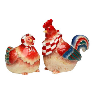 Country Hen and Rooster in Bandanas Farm Animals Salt and Pepper Shaker ...