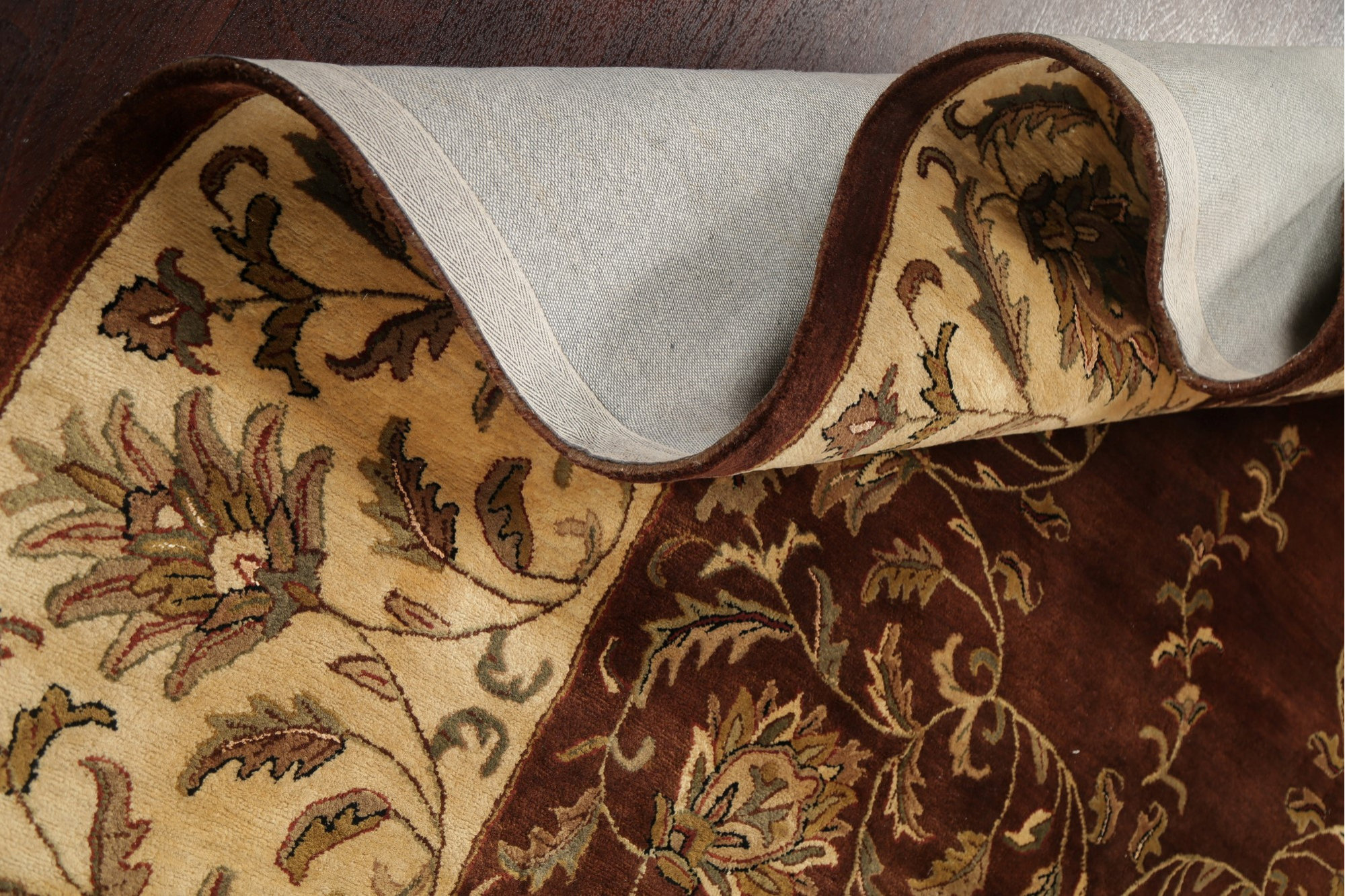 Indian French Toile Carpet Bordered Oriental Hand-Tufted Area Rug ...