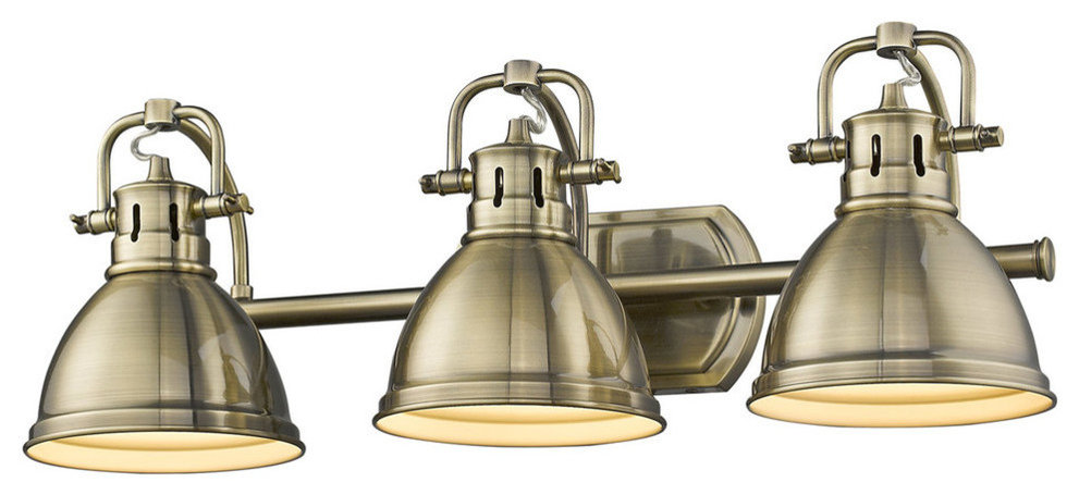 Golden Duncan 3 Light Bath Vanity, Aged Brass, Aged Brass Shades ...