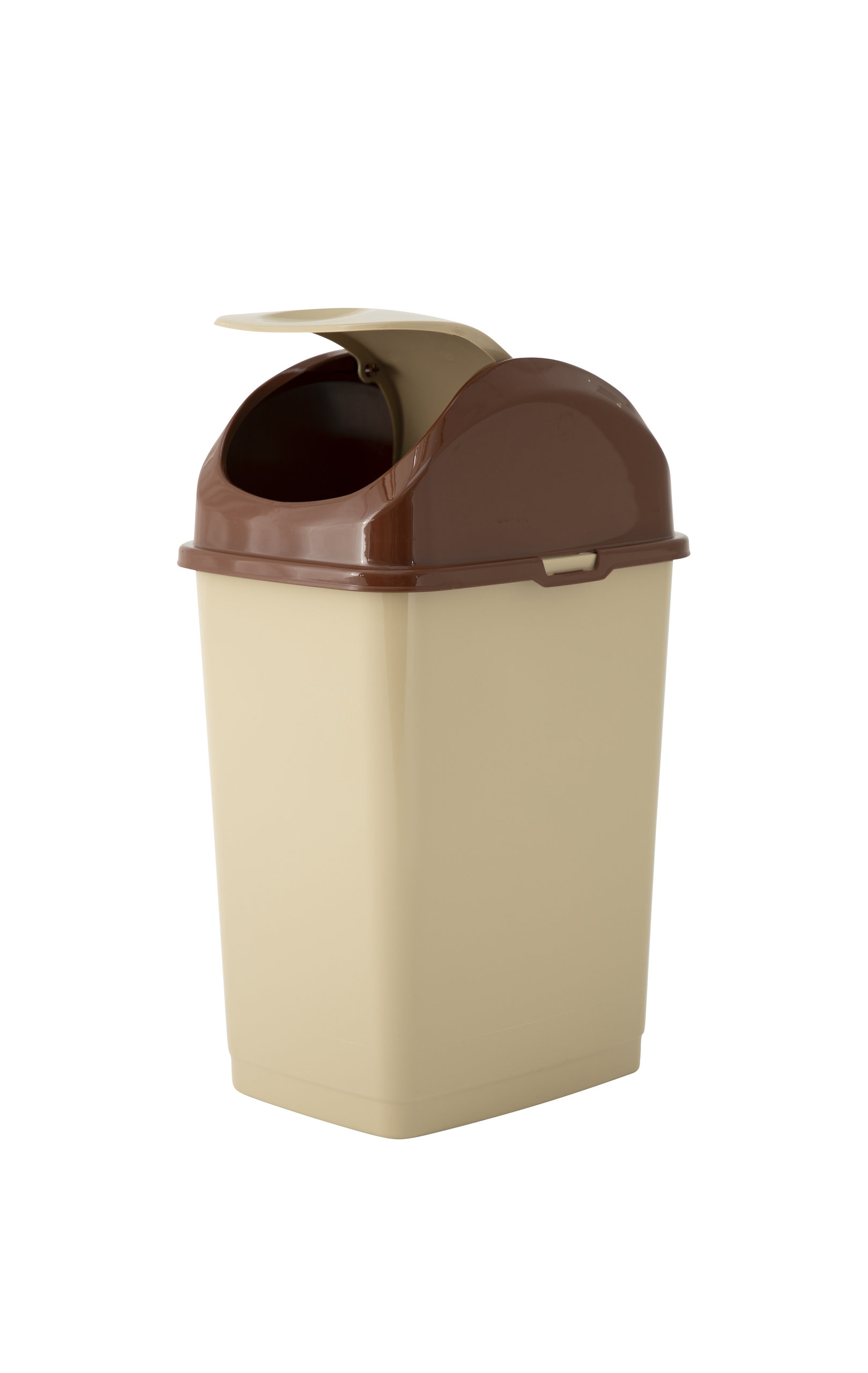 Superio Slim Trash Can with Swing Top Lid, Beige/Brown, 2.5-gallon ...