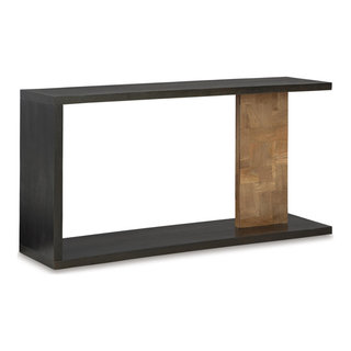 Camlett Dark Brown / Light Brown Console Sofa Table, 58"W x 16"D x 30"H ...