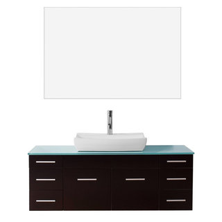 Biagio Single Bathroom Vanity Set, Espresso With Marble, Odd Sink, 55 ...