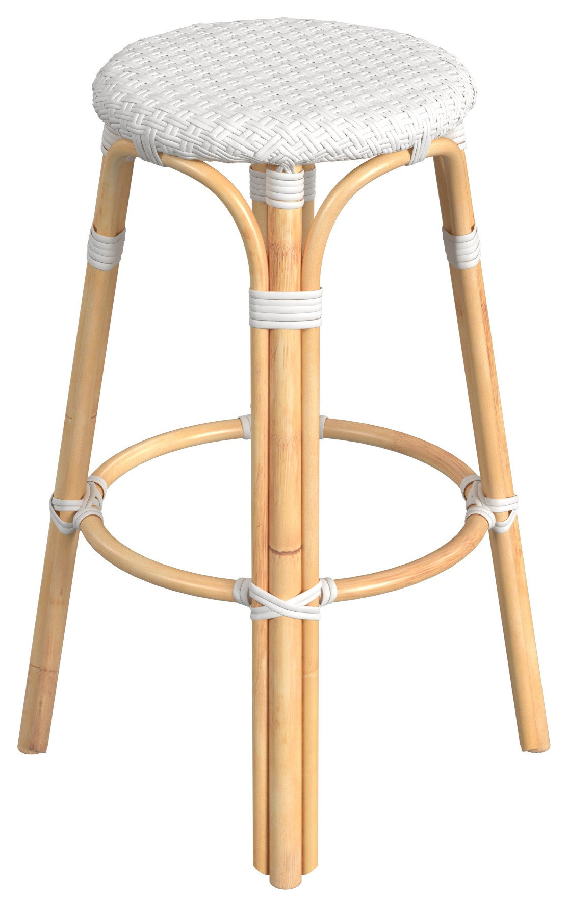 Butler Specialty Company, Tobias Round Rattan 30" Bar Stool, Glossy ...