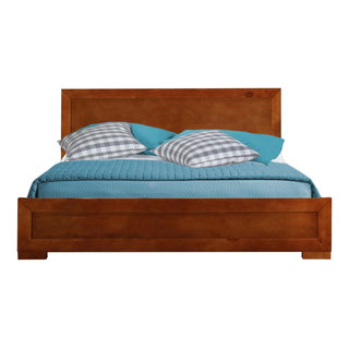 Cherry Wood King Platform Bed - Transitional - Platform Beds - by ...