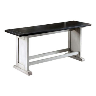 Benzara Wooden Counter Height Bench with Plank Style Top, Black and ...