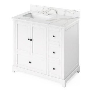 Jeffrey Alexander Addington 36" White Single Sink Vanity With Quartz ...