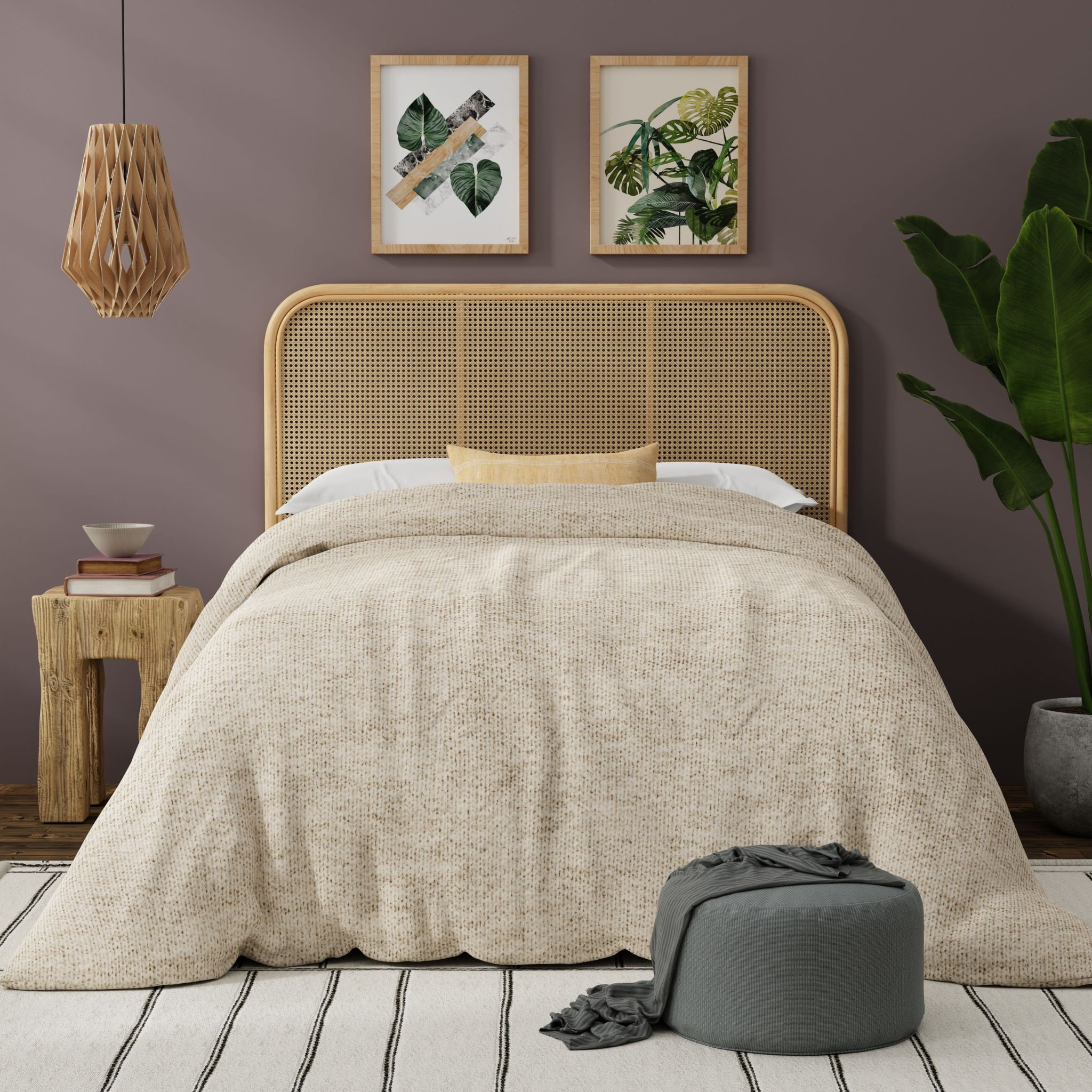 Latitude Classic Rattan Cane Headboard, Natural, Twin Size - Tropical ...