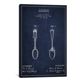 "Spoon Navy Blue Patent Blueprint" by Aged Pixel, 12x8x0.75", 18x12x1.5 ...