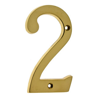 Genuine Solid Brass 4" House Number: #2 - Transitional - House Numbers ...