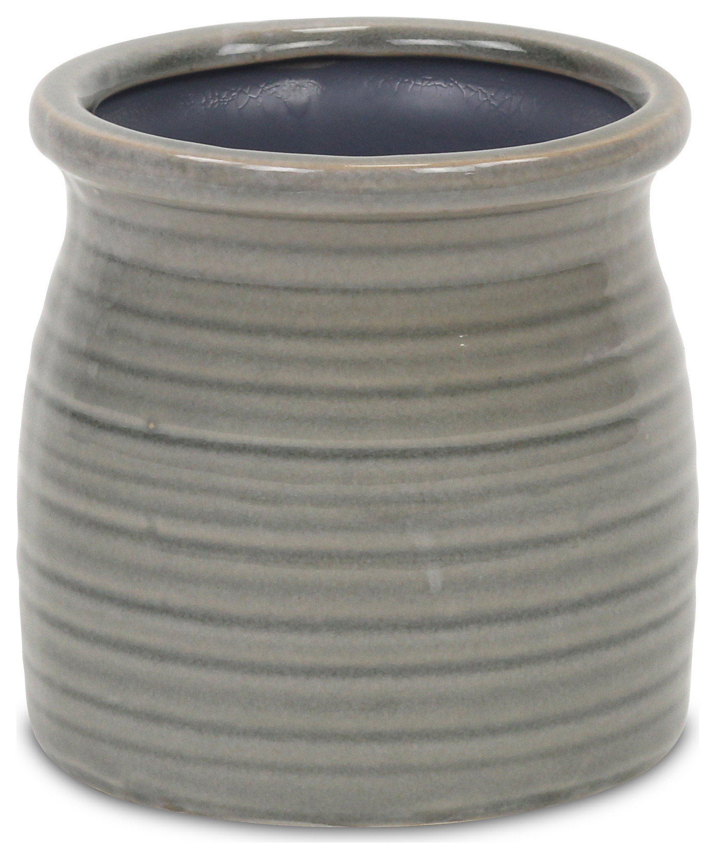 Gray Curved Ceramic Pot - Petite - Transitional - Indoor Pots And ...