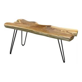 Unique Rustic Coffee Table with Solid Teak Top and Iron Paperclip Legs ...