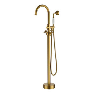 Freestanding Bathtub Faucet Hand Shower Vintage Floor-Mount Tub Faucet ...