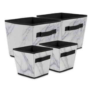 Polyester Laundry Bin Marble White Trapezoid Assorted, Set Of 4 ...