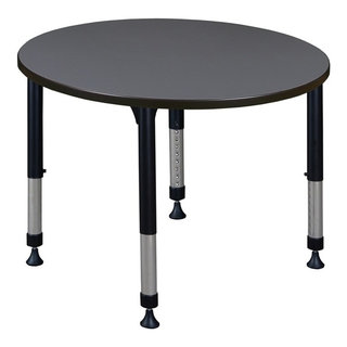 Kee 36" Round Height Adjustable Classroom Table, Gray, 36 ...