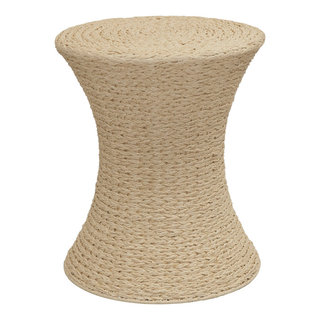Handwoven Paper Rope Stool With Hourglass Shape - Beach Style - Accent ...