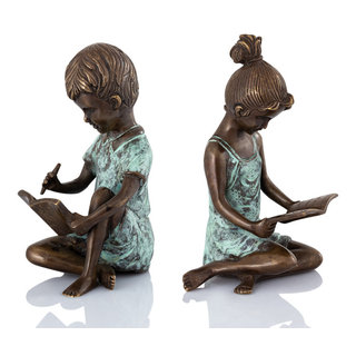 Boy and Girl Bookends Pair - Contemporary - Bookends - by SPI | Houzz