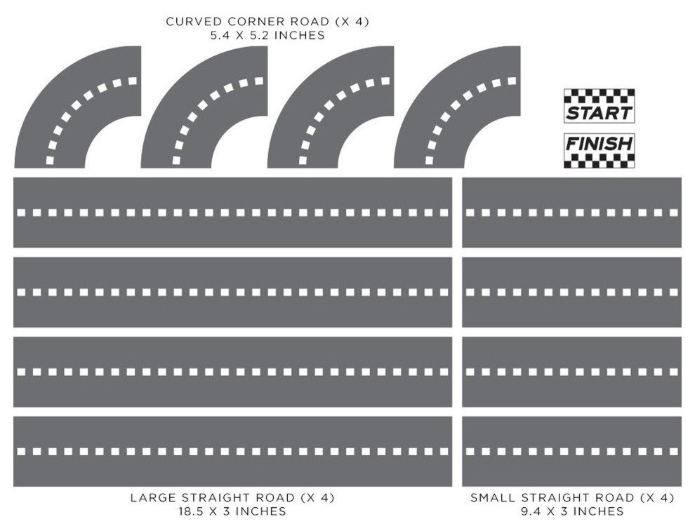 Race Car Tracks Fabric Wall Decal, Customizable Roads, Full Size Add On ...