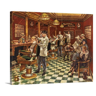 Tonsorial Parlor Wrapped Canvas Art Print, 14"x11" - Traditional ...