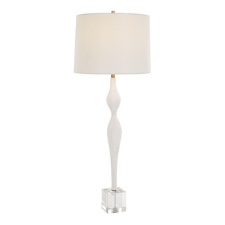 Helena 1 Light Table Lamp, Chalk White and Antique Brass with Crystal ...