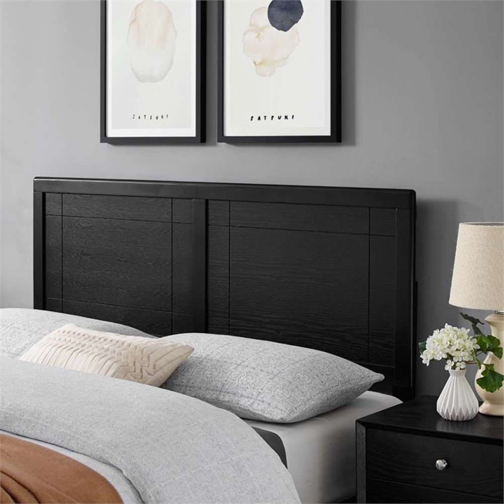 Modway Archie King Modern Rubberwood and MDF Headboard in Black, King ...