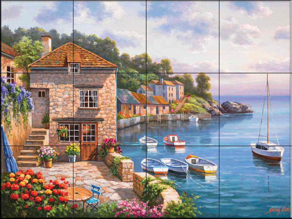 Tile Mural, Harbor Garden by Sung Kim, 25.5" x 17" (24 Tiles) - Beach ...