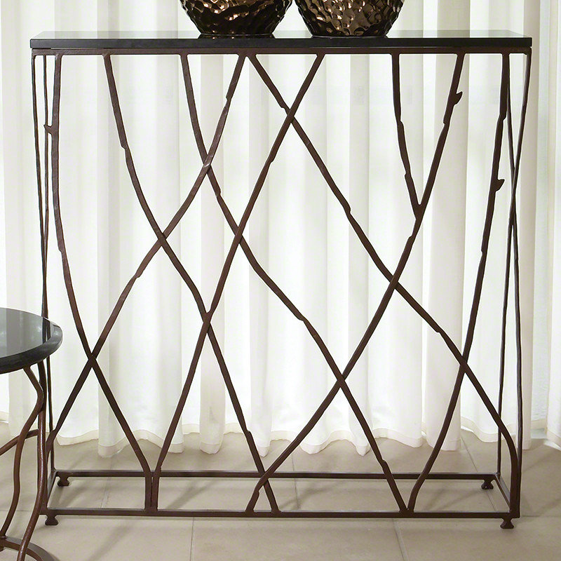 Branches Rust Bronze Accent Console Table, Twig Sofa Open Iron Granite - Transitional - Console ...