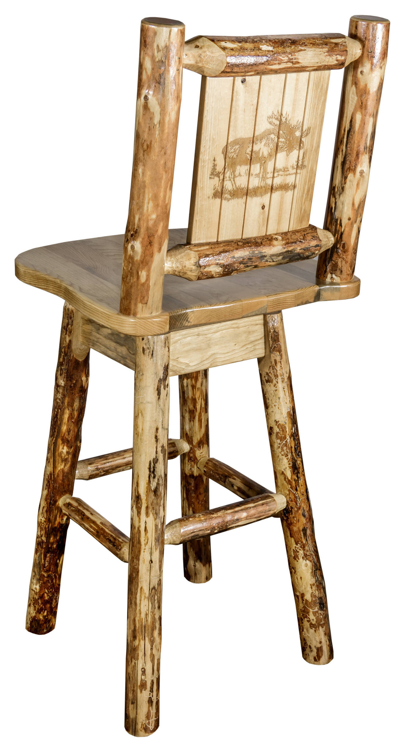 Glacier Country Counter Height Swivel Bar Stool With Laser Engraved ...