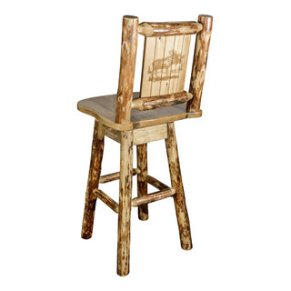 Glacier Country Counter Height Swivel Bar Stool With Laser Engraved ...