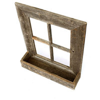 HomeRoots 22x18 Rustic Weatered Grey Window Frame With Planter, 22 x 18 ...