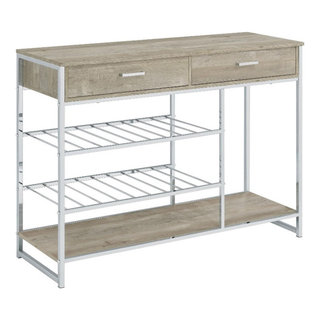 Pemberly Row 2-drawer Contemporary Metal Bar Cabinet Chrome and Gray ...