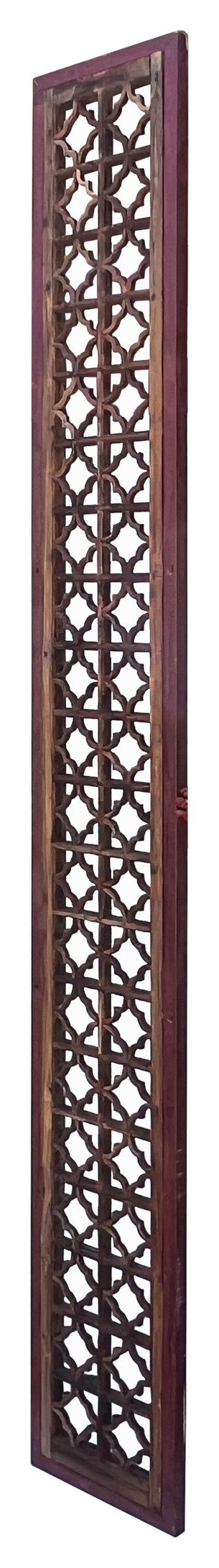 Chinese Vintage Geometric Star Pattern Tall Wood Floor Panel Screen ...