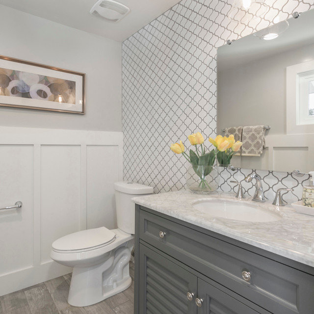 75 Ceramic Tile Powder Room Ideas You'll Love - June, 2026 | Houzz