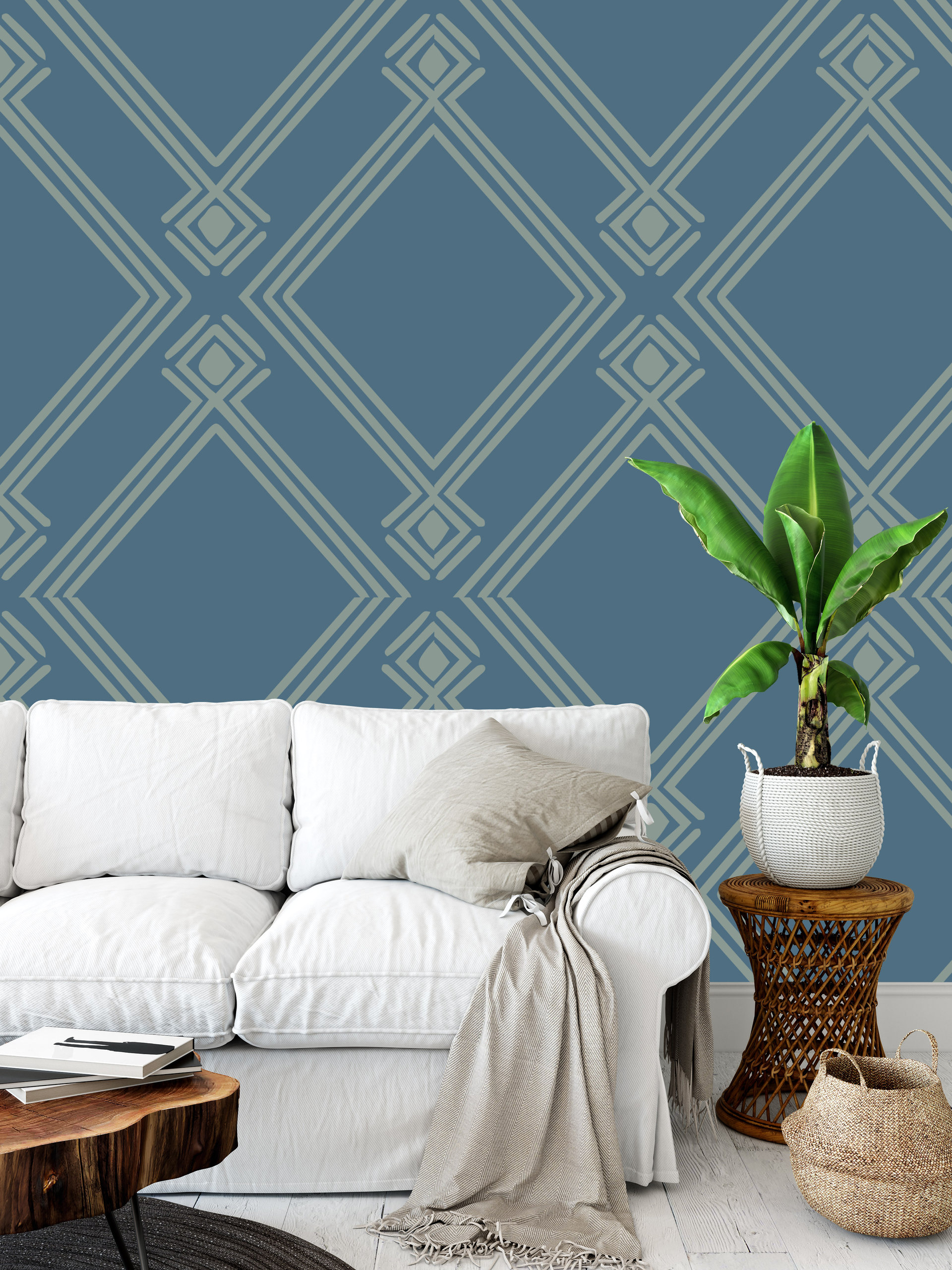 Diamond Air Force Blue Wallpaper by Monor Designs, Sample 12"x8 ...