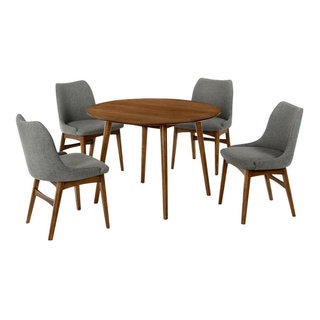 Arcadia and Azalea 42 Round Charcoal and Walnut Wood 5 Piece Dining Set ...