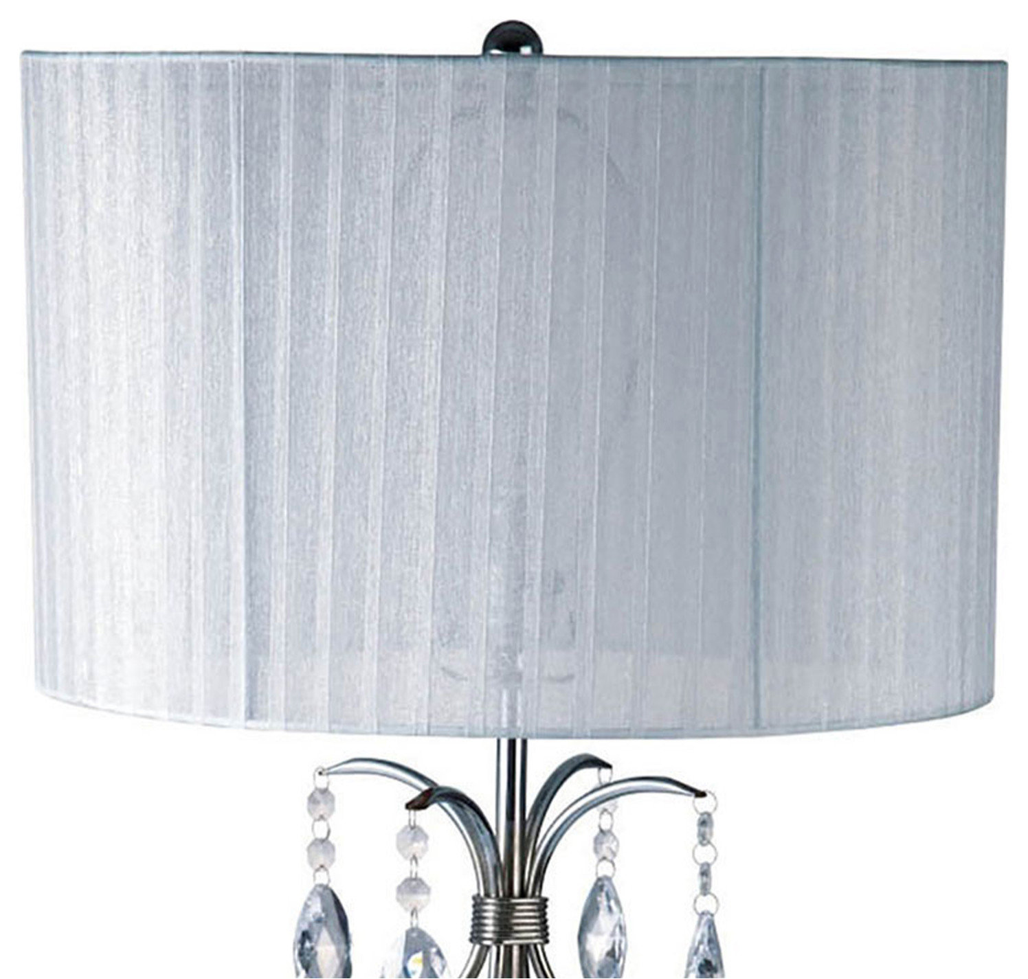 Table Lamp with Drum Shade and Interlocking Stem Design, Silver and ...
