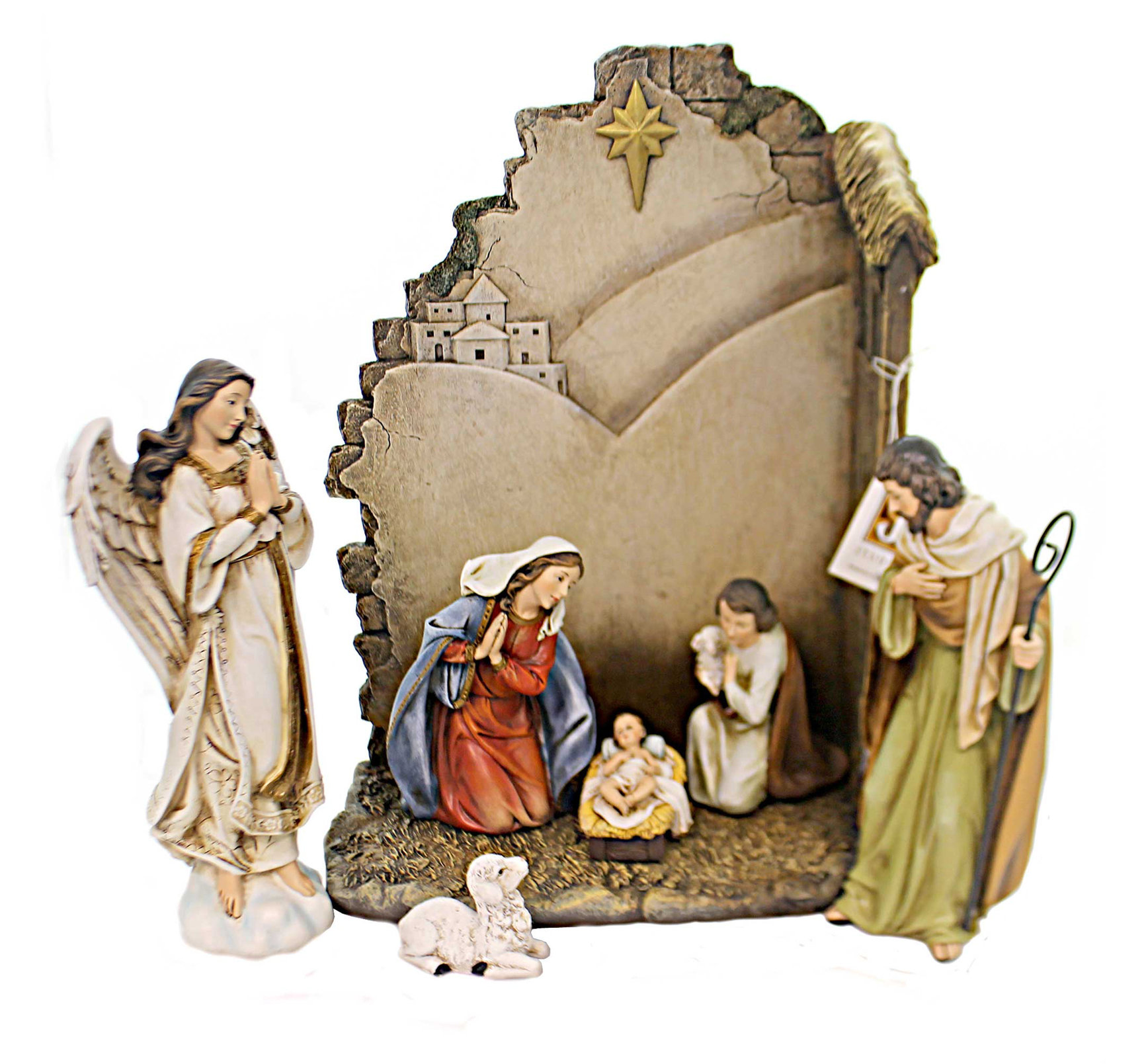 Christmas Nativity With Back Wall Joseph's Studion Nativity Figurine ...