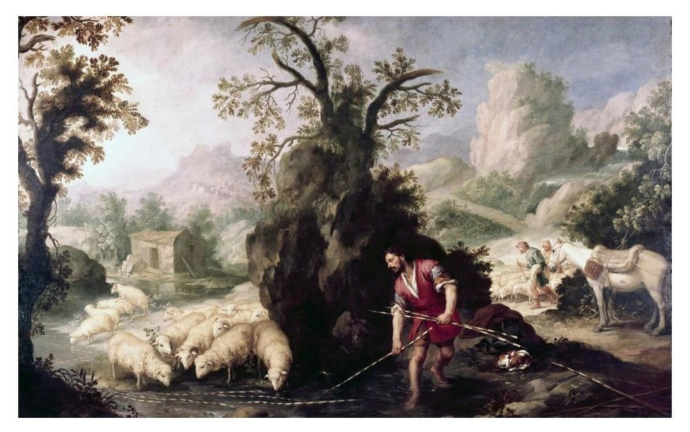 "Allegory-Jacob Laying The Peeled Rods" Paper Art, 32"x20", 32"x20 ...