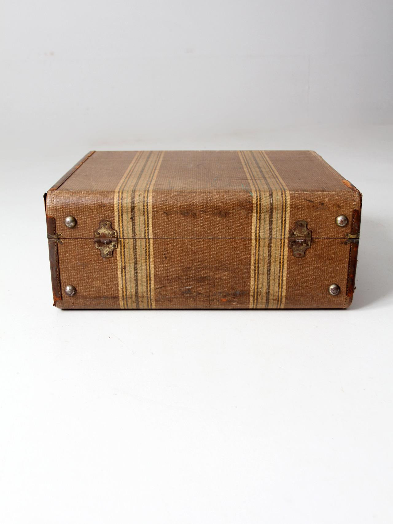 Consigned, Vintage Striped Suitcase - Farmhouse - Decorative Trunks ...