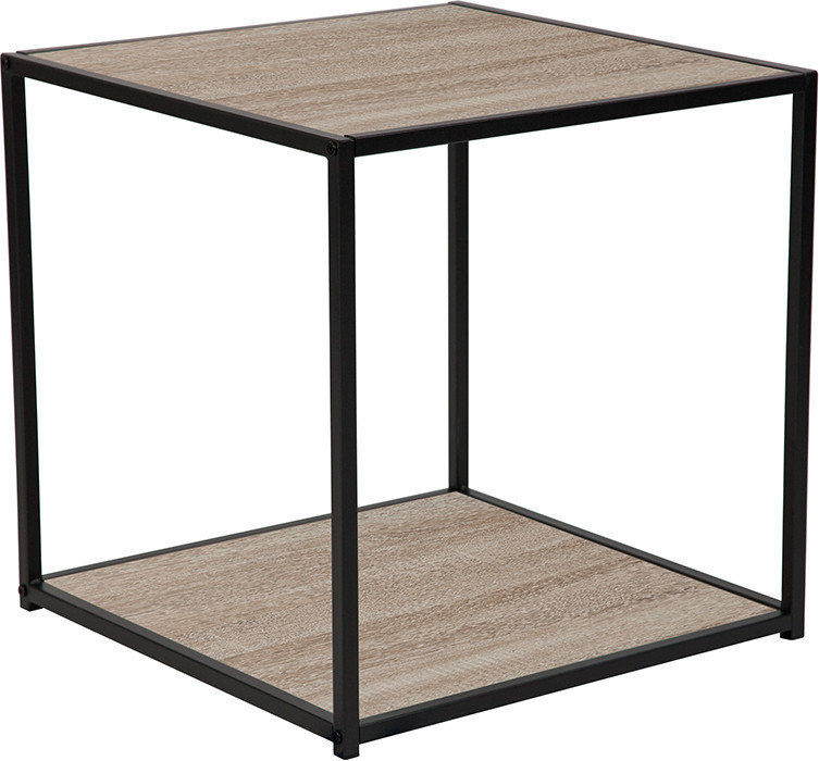 Midtown Collection Sonoma Oak Wood Grain End Table With Black Metal ...